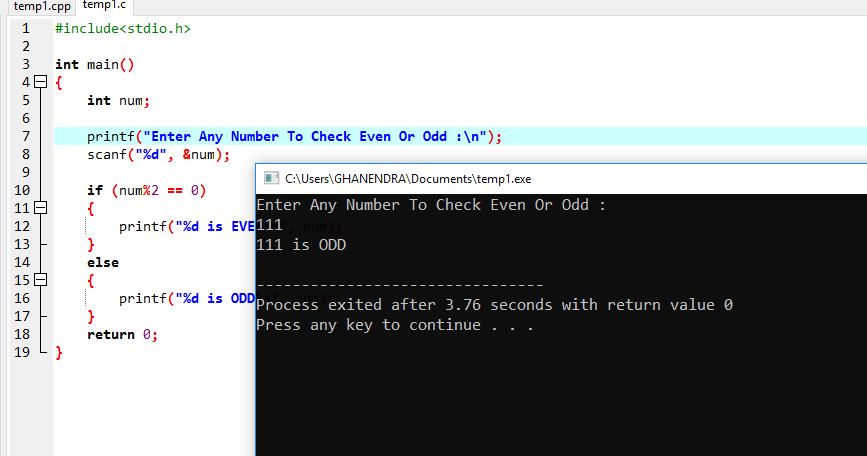 Check If An Integer Is Even Or Odd C Programming Example Youtube 