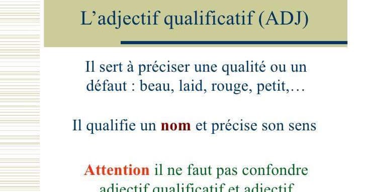 Apprenons le français : Adjectif qualificatif