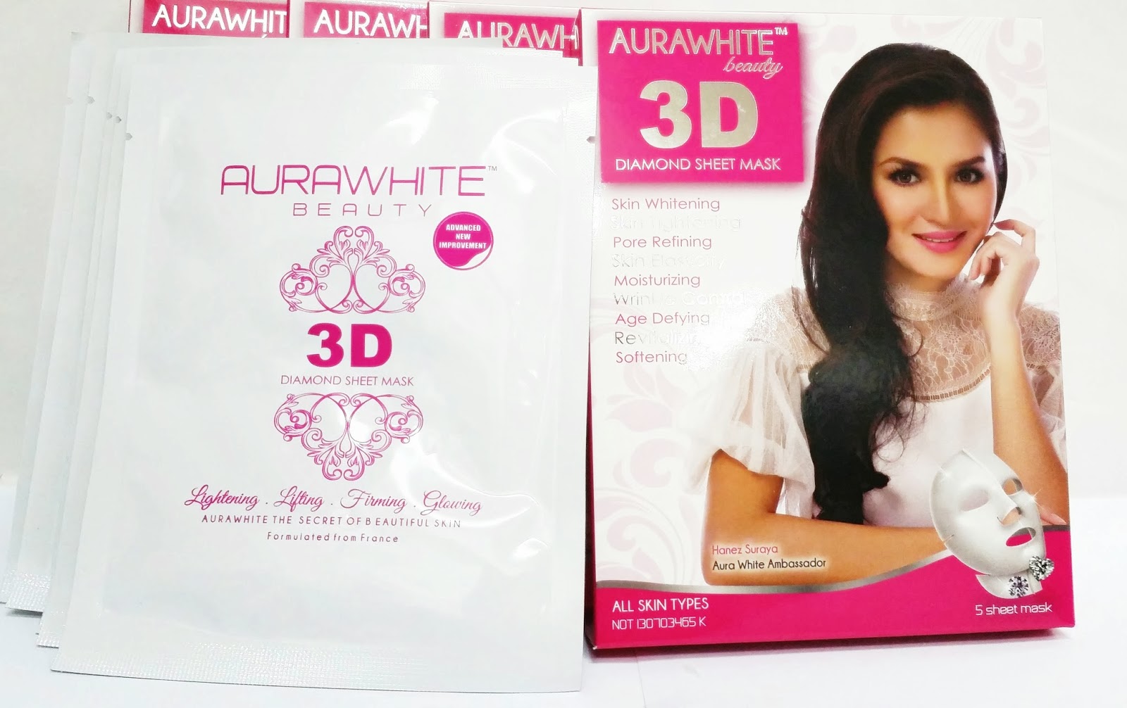 AURAWHITE 3D DIAMOND SHEET MASK NEW IMPROVEMENT | murahcheaponline I ...