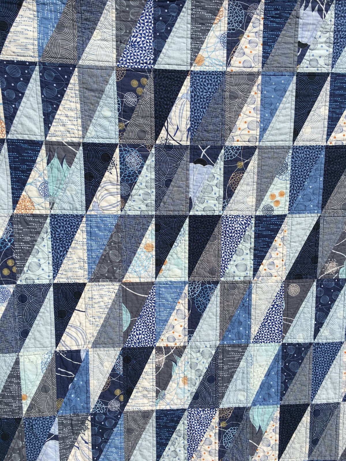 Ye Olde Sweatshop: Modern "True Blue" Half Rectangle Quilt (#105)