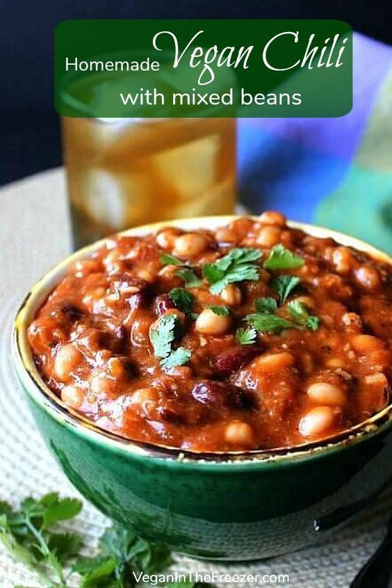 Homemade Vegan Chili with Mixed Beans - Healthy Snacks Dairy Free