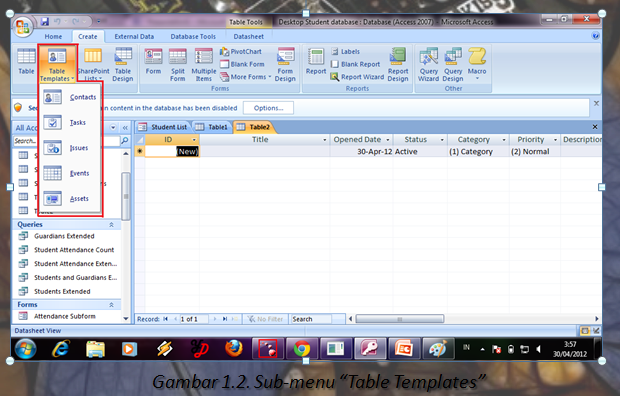 Sub-sub menu yang ada di Menu “Create” ms access ~ Im Possible Blog