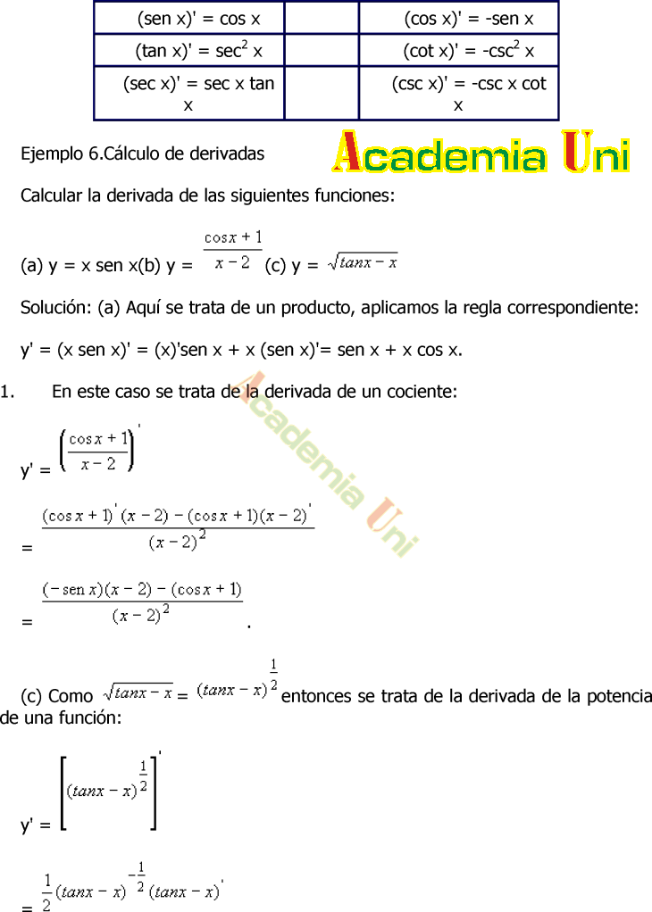 DERIVADAS TRIGONOMETRICAS EJERCICIOS RESUELTOS