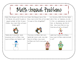 Learning with a Happy Heart: Math Journal Monday (Winter Word Problems)