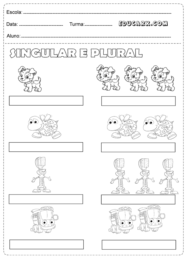 Atividades singular e plural 3° ano ~ Atividade para imprimir Atividades singular e plural 3° ano ~ Atividade para imprimir