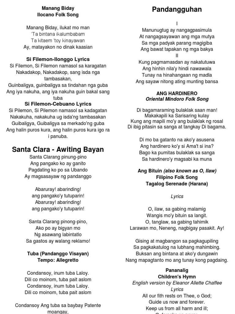 pandangguhan lyrics - philippin news collections