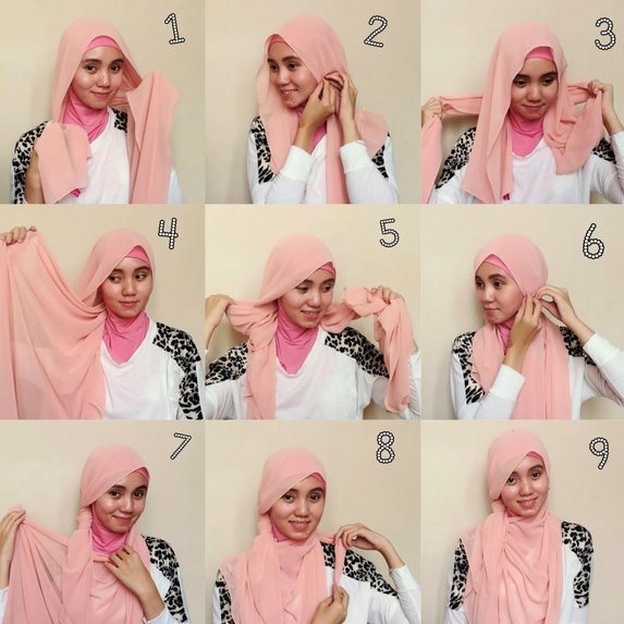 12 Tutorial Hijab Pashmina Wajah Bulat untuk Pesta Kreasi Modern yang ...