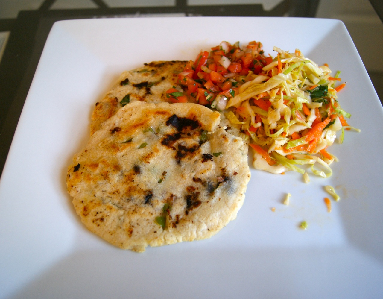 Papusas! An El Salvadorian Specialty with vinegar cabbage slaw and pico ...