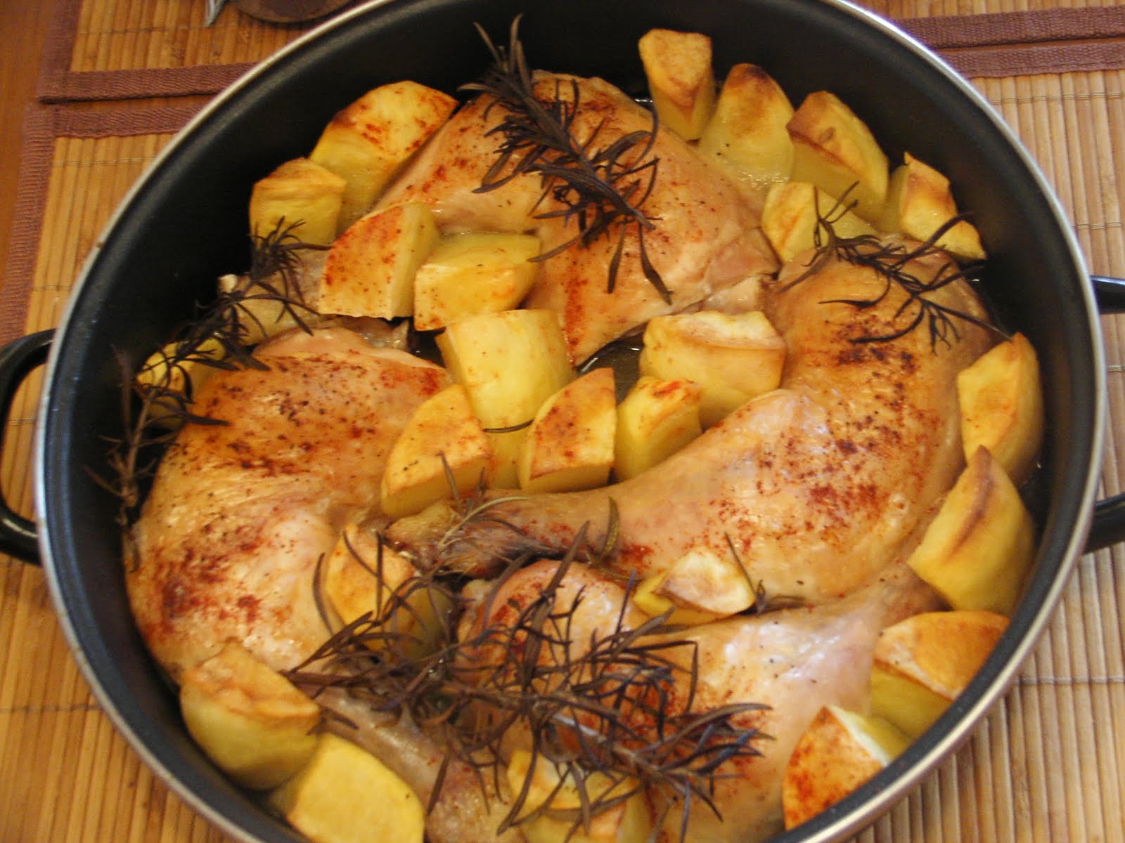 COCINAR SIN SAL: POLLO CON PATATAS AL HORNO SIN SAL