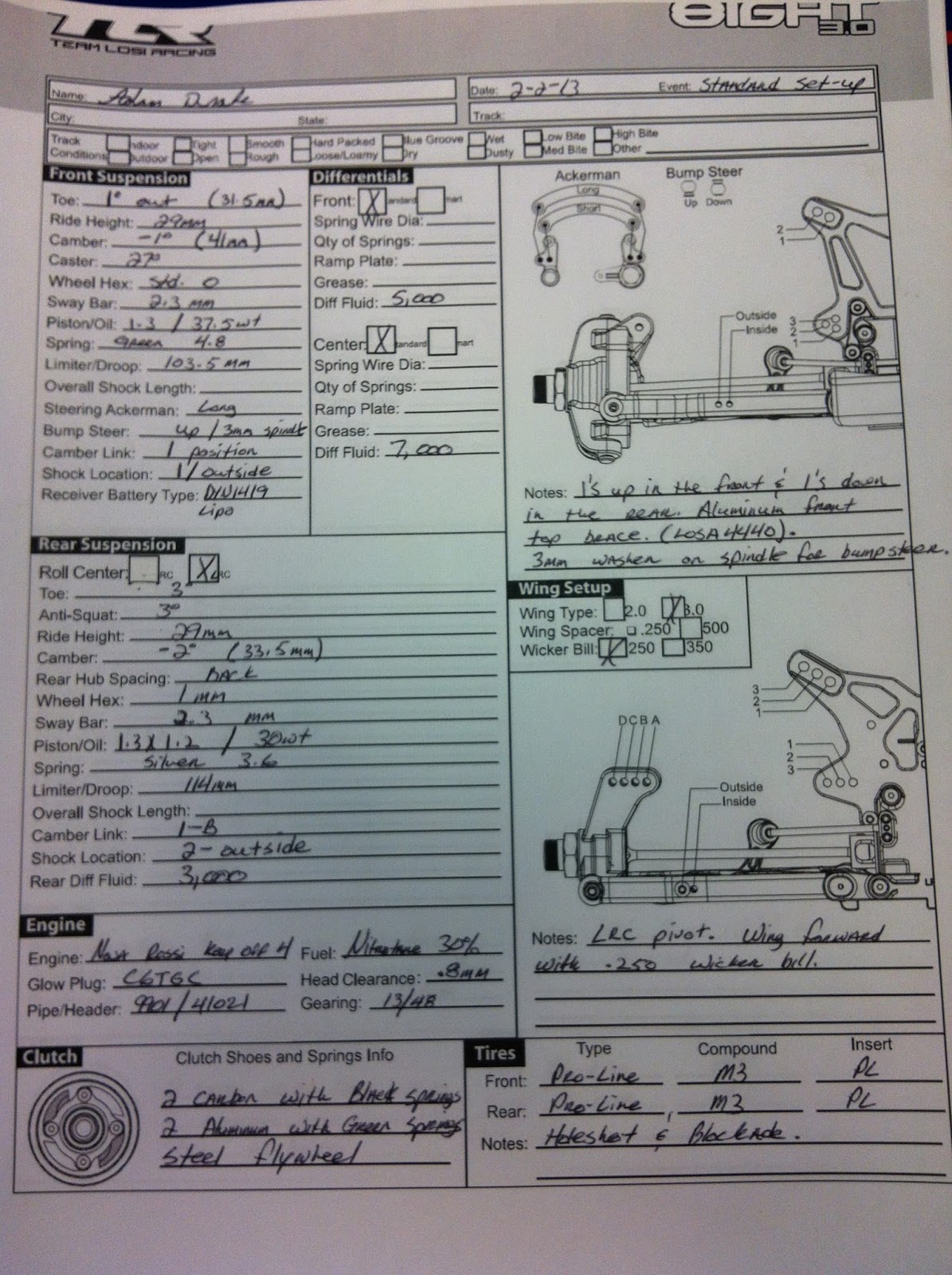 Team Losi Racing: Adam Drake's standard 8ight 3.0 set-up