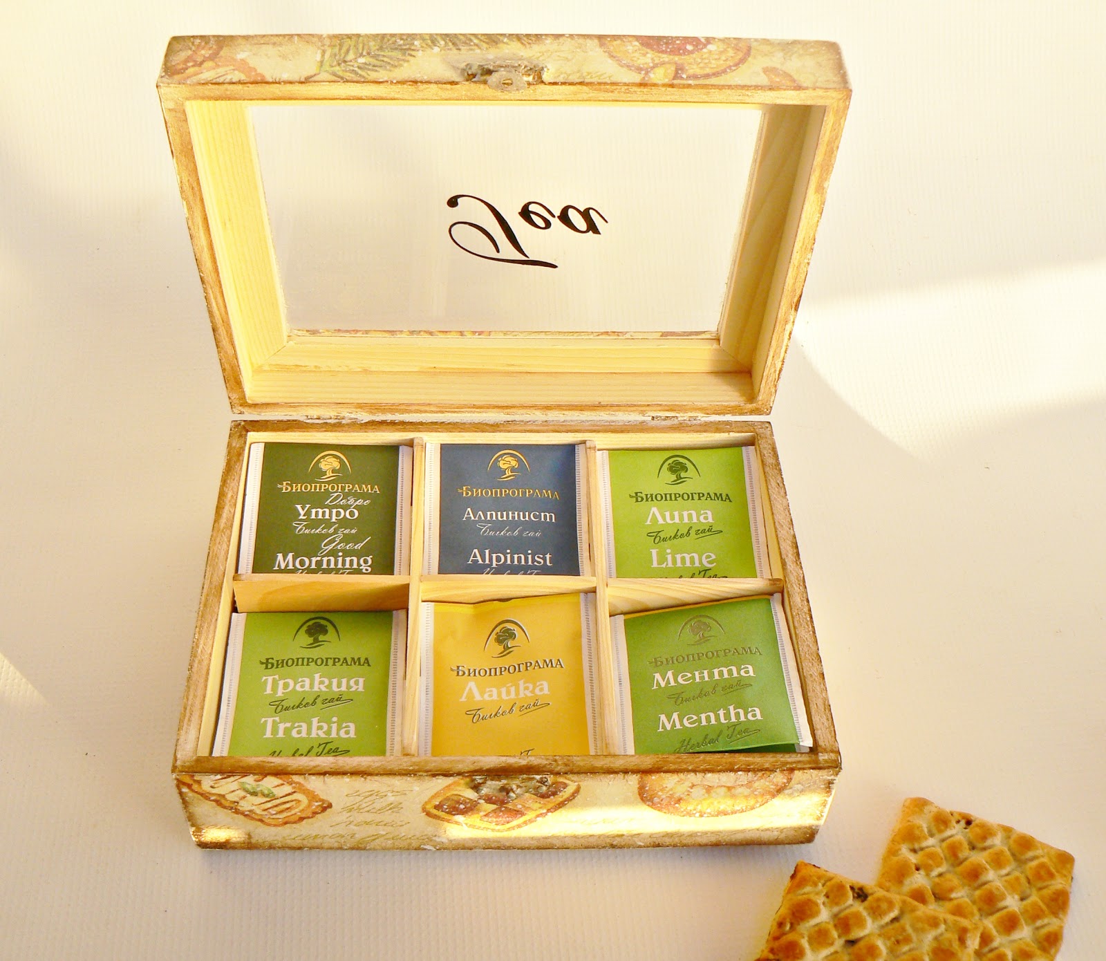 Магазинче за красиви неща: Дървена кутия за чай "Чаени бисквитки" - НЕ ...