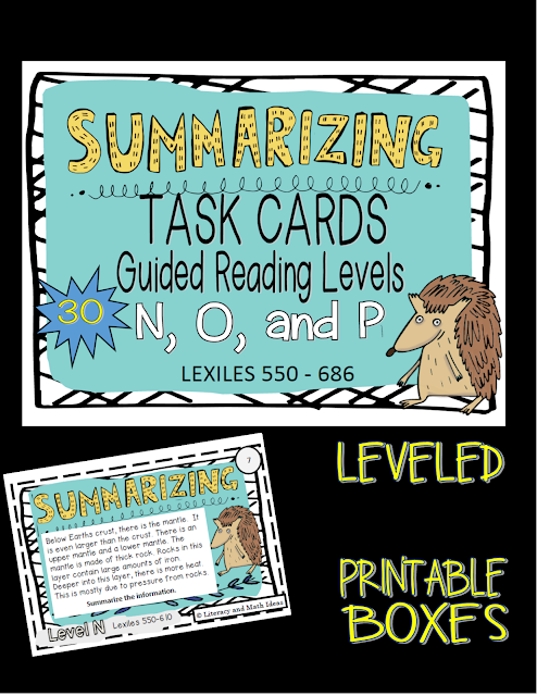 Literacy & Math Ideas: Summarizing Task Cards