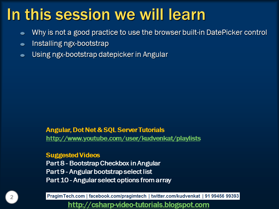 Sql Server Net And C Video Tutorial Angular Datepicker Tutorial
