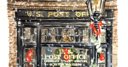 Content in a Cottage: Falling Snow at a Boston Post Office