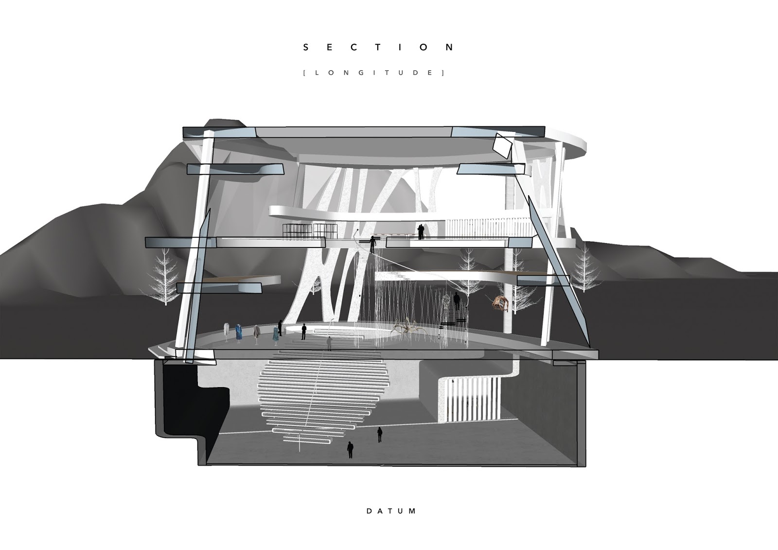 DATUM [ DIAGRAMS ONE: EXPLODED AXO, SECTIONS, PLANS]