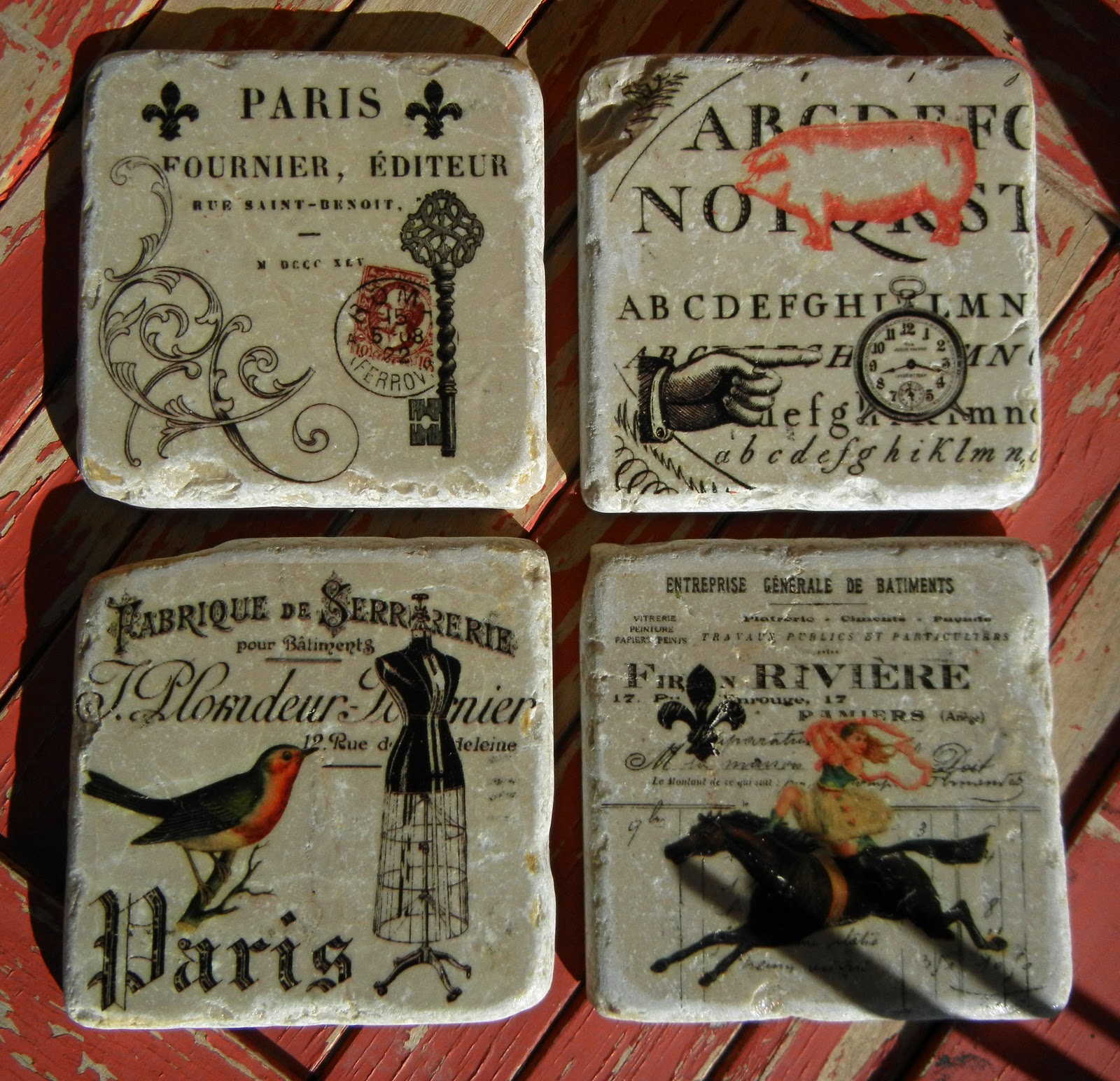 Tinyrosebud3: French Tile Coasters - Coffee Time!