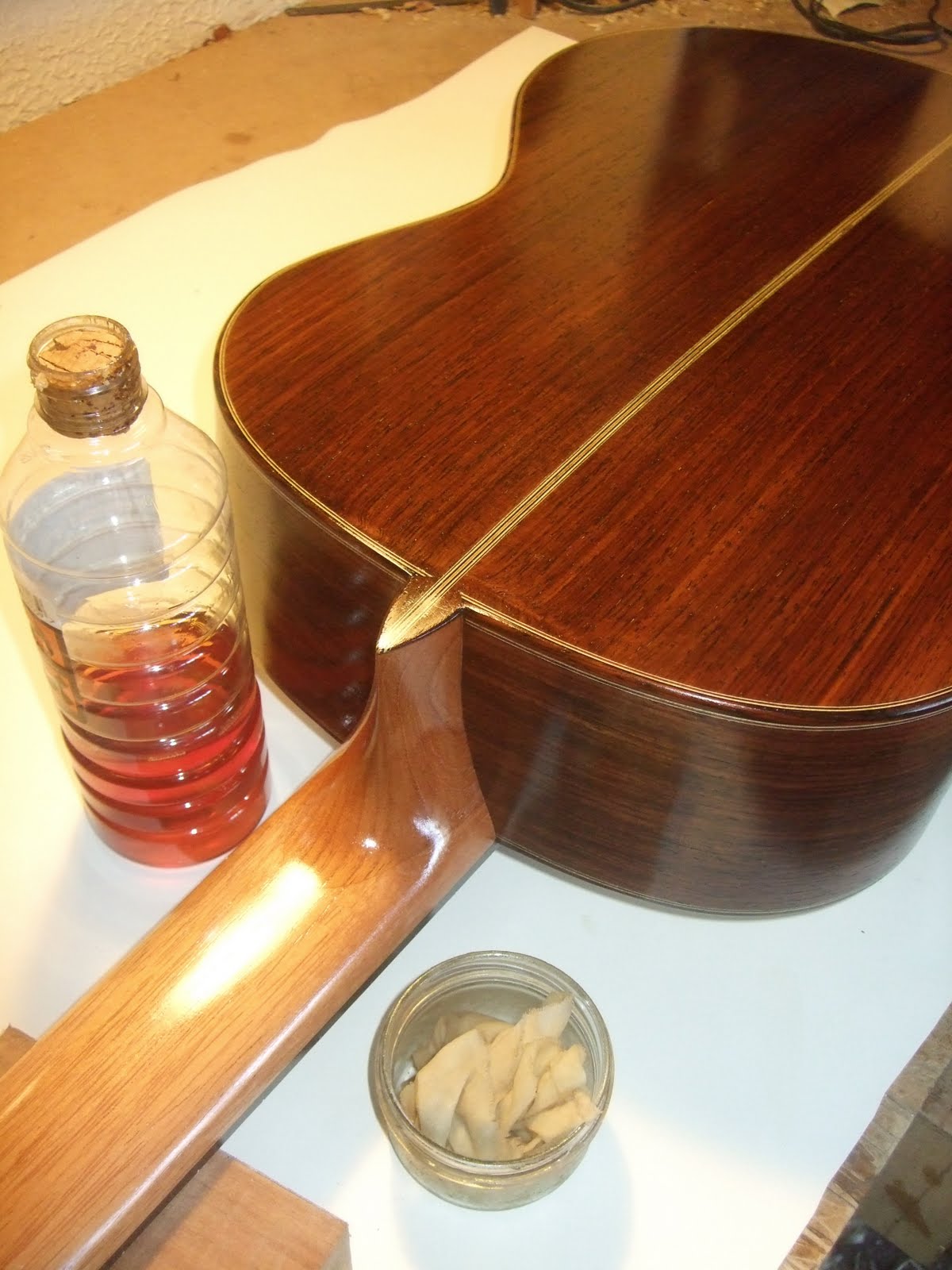 David Whiteman, Guitar Maker: French Polishing underway