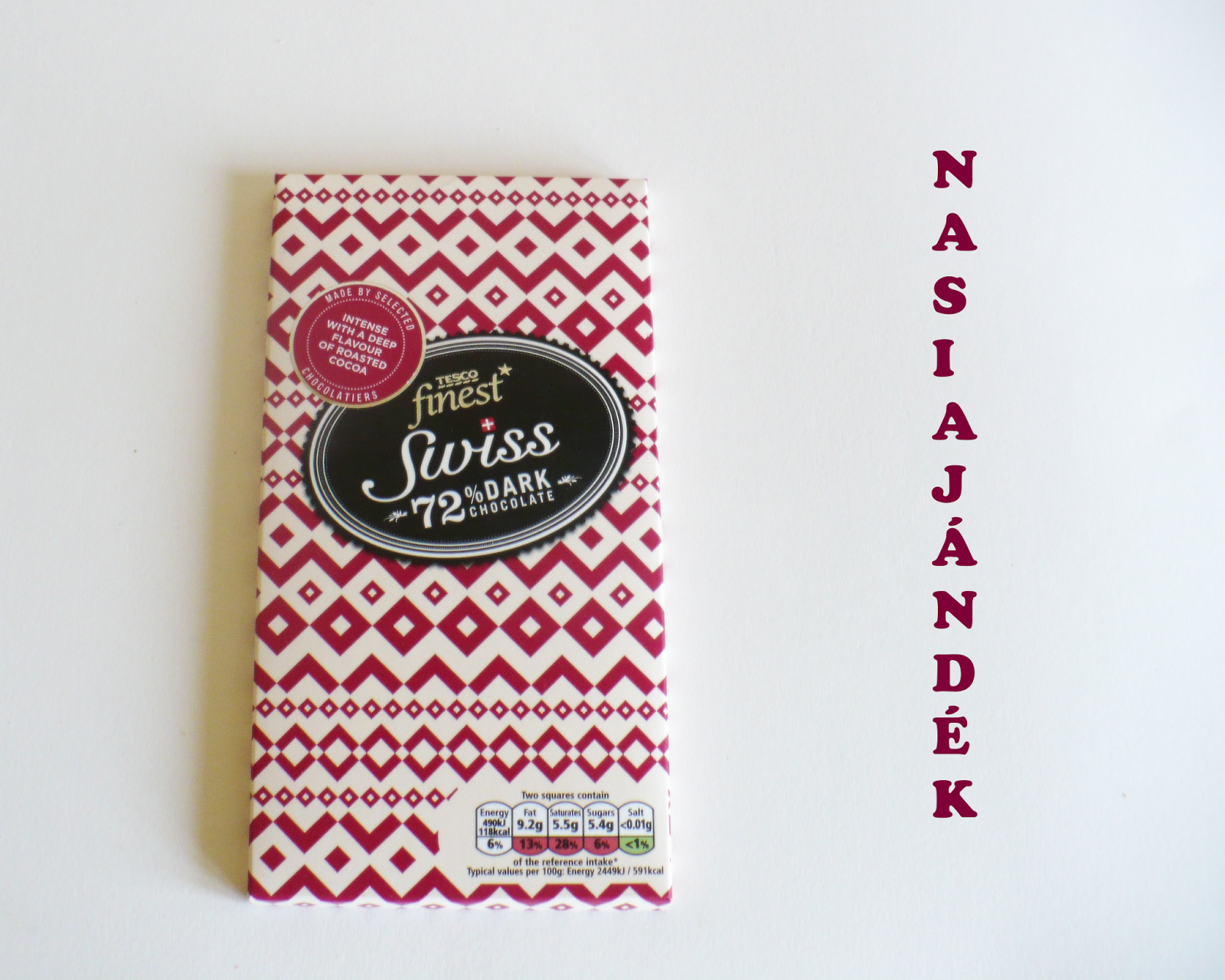 TESCO FINEST SWISS DARK CHOCOLATE 72%