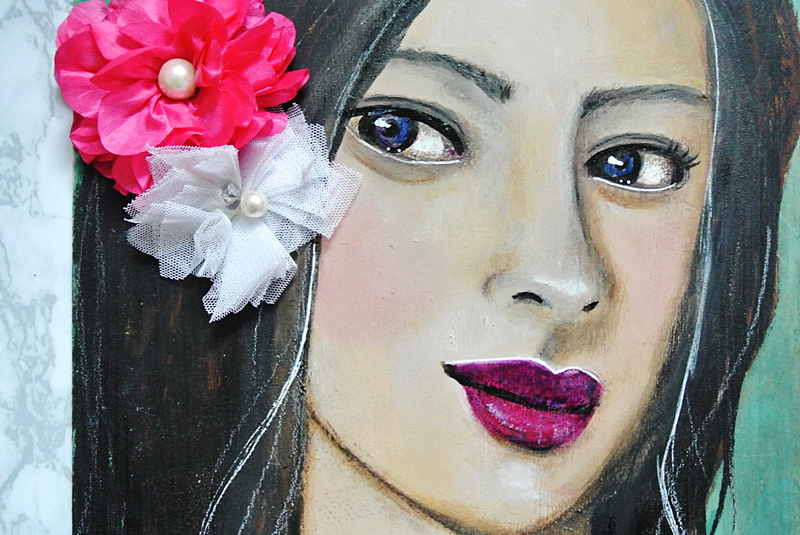 Do More With Less: The reworked mixed media girl on wood panel