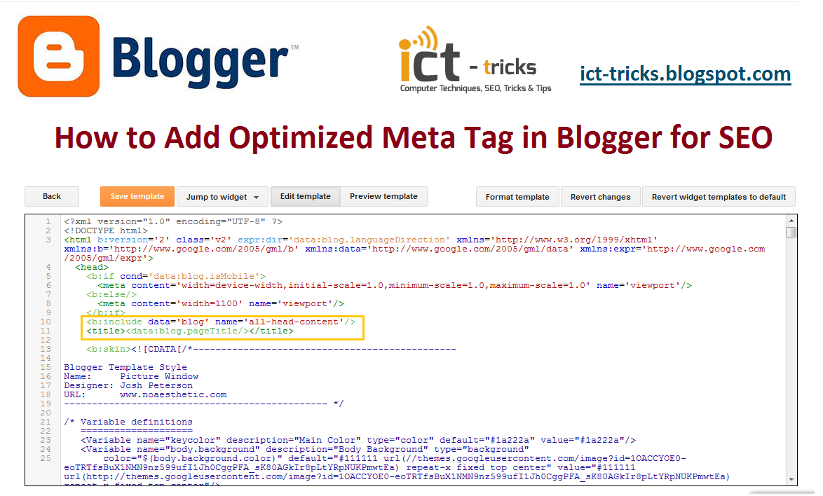 How to Add Optimized Meta Tags in Blogger for SEO - ICT Tricks