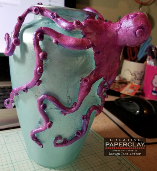 Creative Paperclay® air dry modeling material: Octopus Vase with Delight