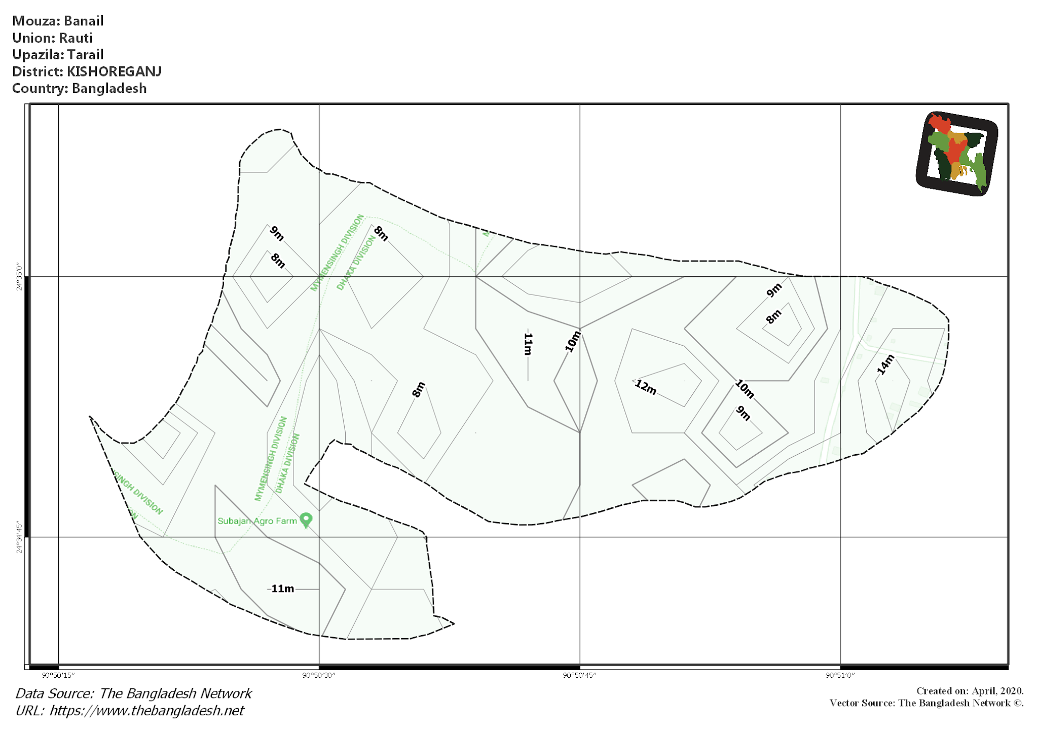 Map of Banail Mouza, Tarail, Kishoreganj