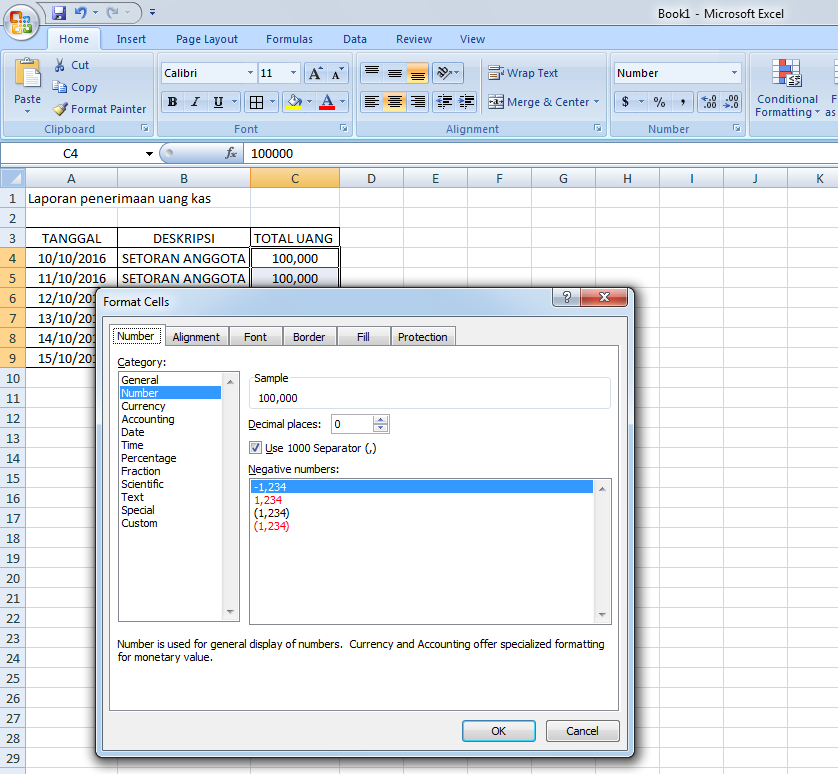 Penggunaan Format Cell pada Excel 2007. - Teknik Informatika