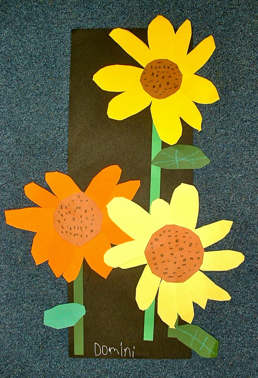 Mrs. Belton's Artists: Sunflower Collage, Grade1