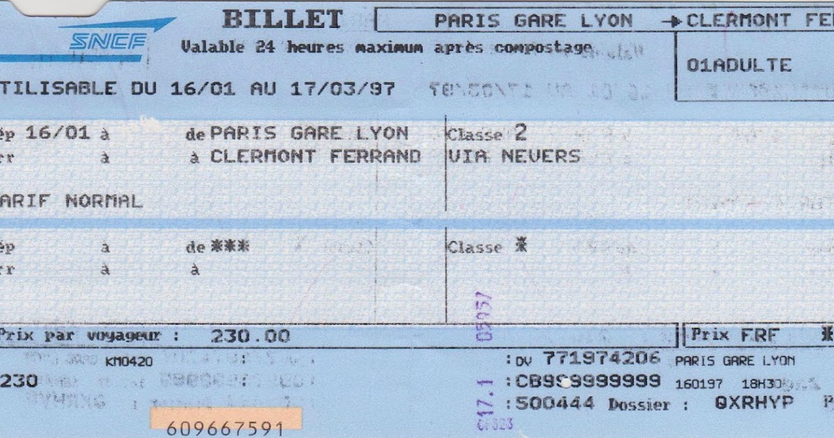 The traveler's drawer: SNCF. Train de Paris Gare Lyon à Clermont ...
