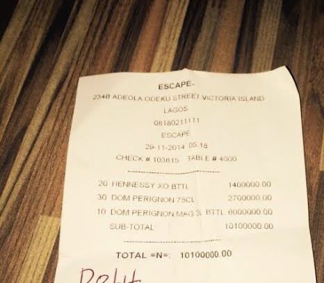 GTFH! See someone's bill at a nightclub in Lagos last night