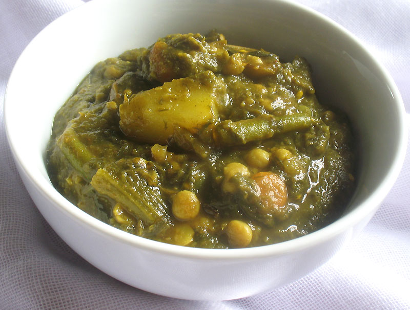 Sindhi Curried Spinach and Vegetables | Lisa's Kitchen | Vegetarian ...
