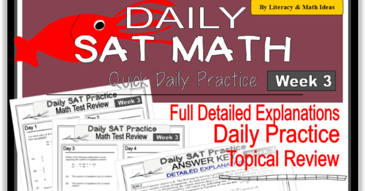 Literacy & Math Ideas: Daily SAT Math Weeks 2 & 3 now available!!!