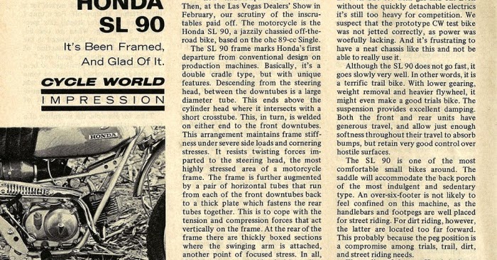 1969 Honda SL90: Cycle World Short Review of the New 1969 Honda SL90