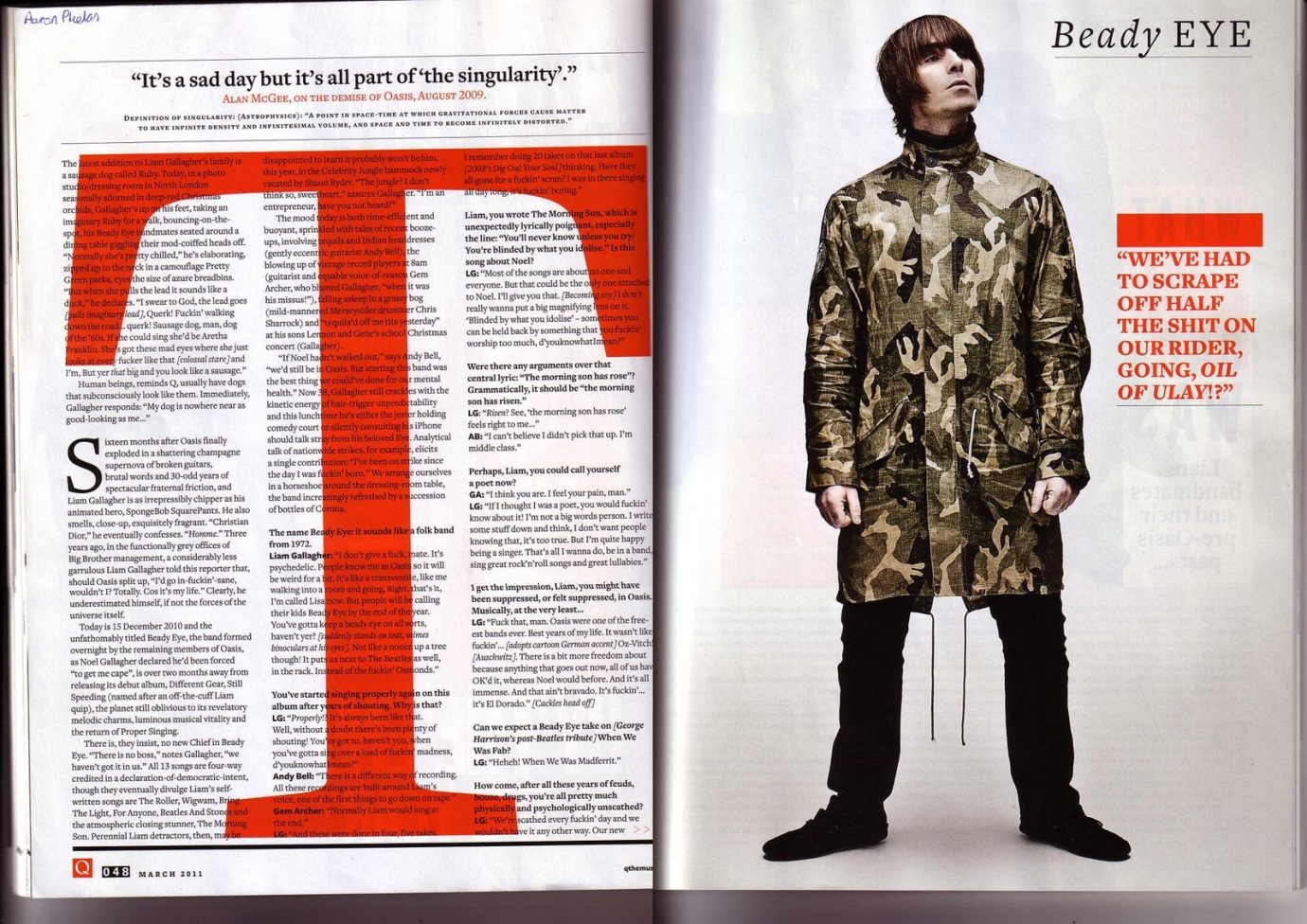 Lucy Terrell; AS Media Studies Coursework : Q Magazine Double Page ...