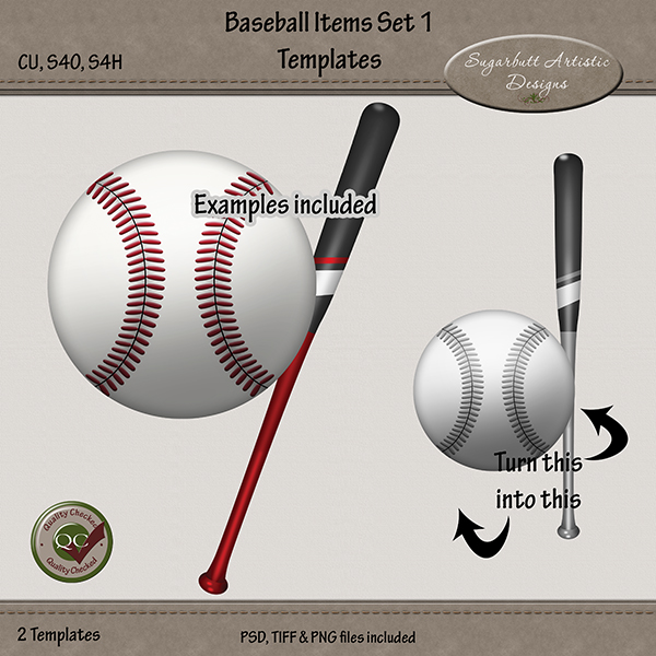 Sugarbutt Artistic Designs: Baseball Item Templates in Store
