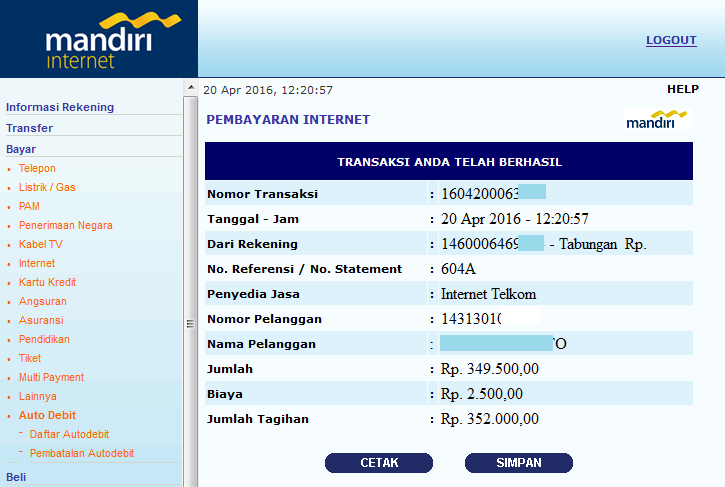 Cara Membayar Tagihan Telkom Lewat Internet Banking Mandiri - Eris Blog