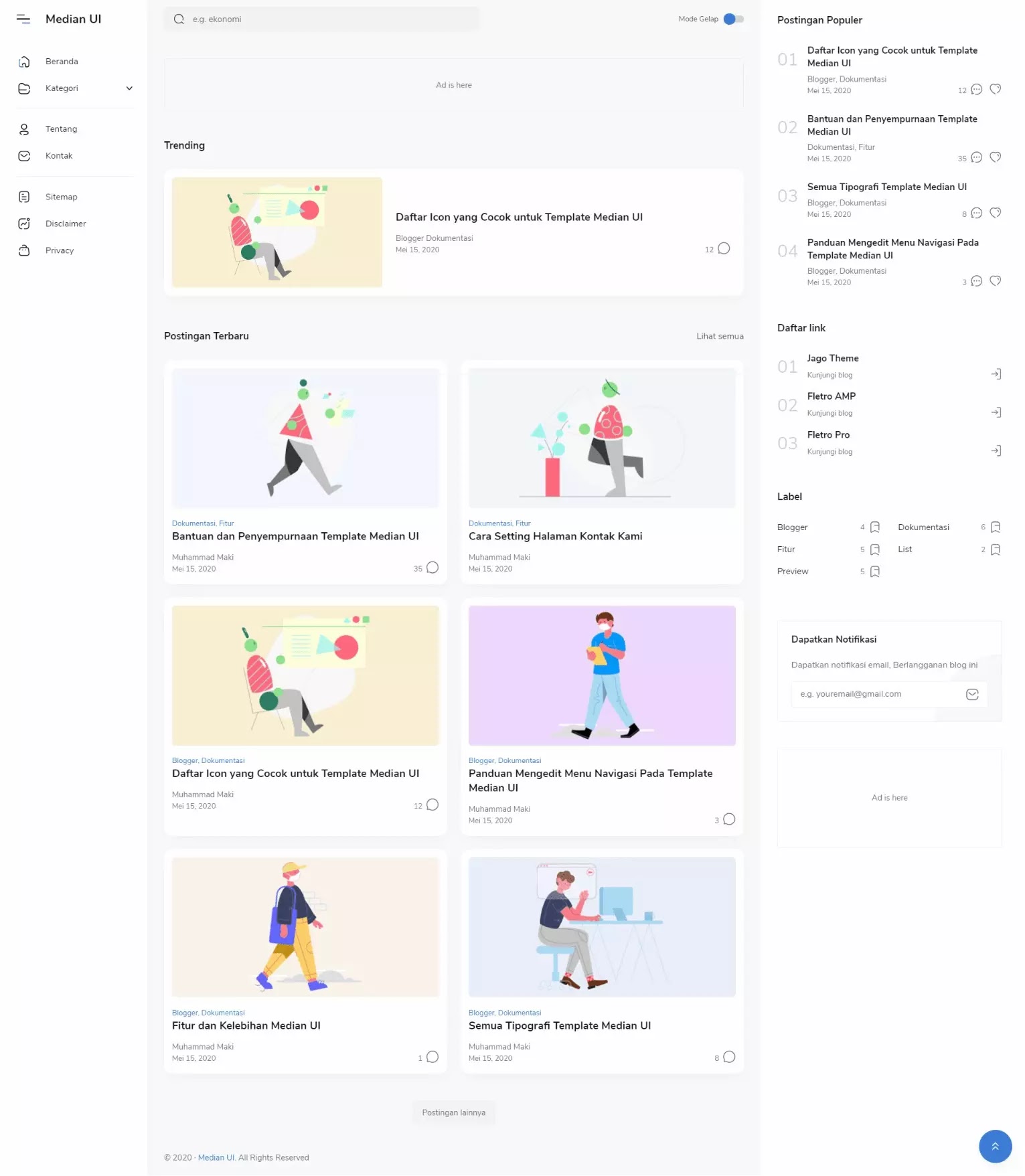 Free Median UI Responsive Blogger Template Premium