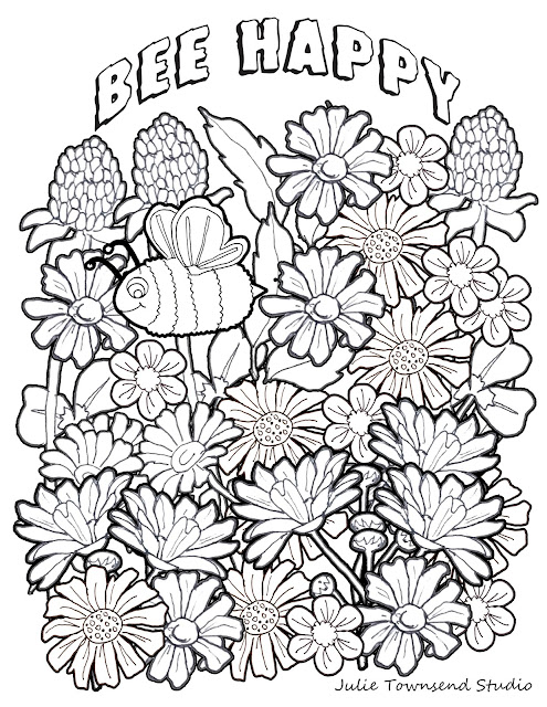 Julie Townsend Studio: BEE HAPPY Color Sheet- FREE