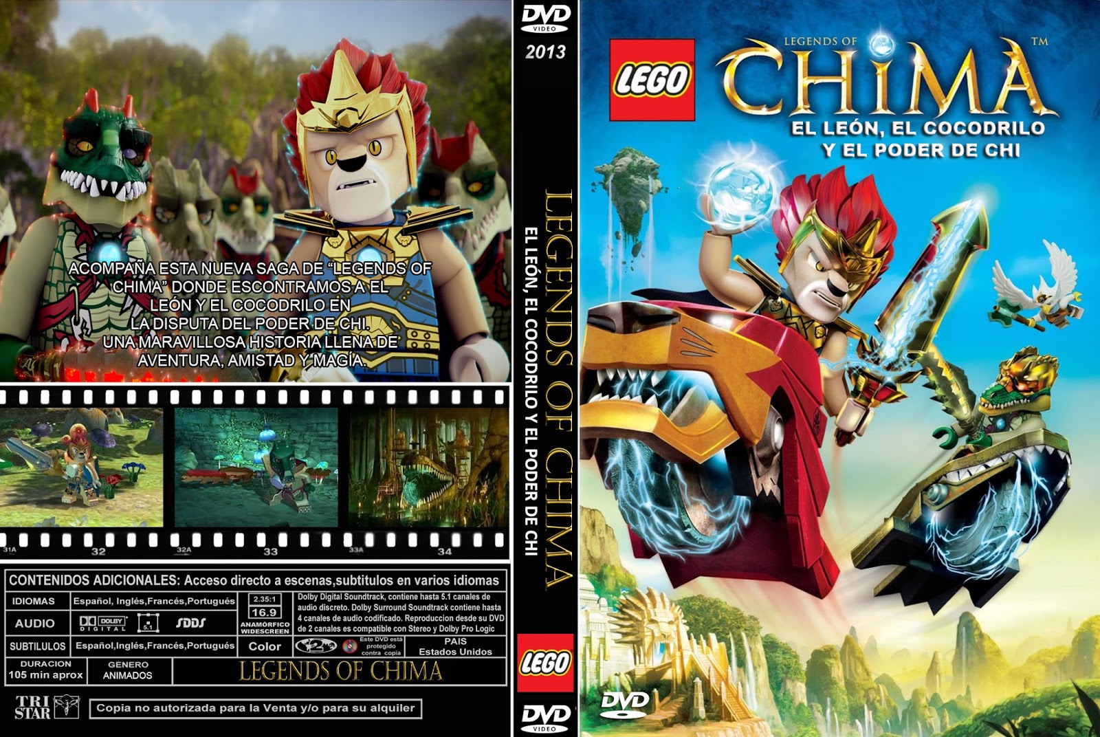 Pb Dvd Cover Caratula Free Lego Legends Of Chima The Lion The Cocodrile And The Power Of