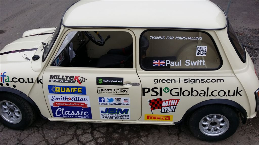 The Green I Signs Blog: Classic Mini rally car graphics for Paul Swift ...