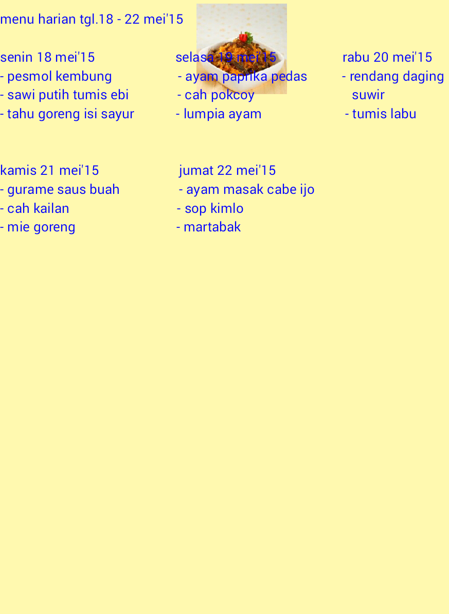 CATERING HARIAN PAMULANG : menu satu minggu