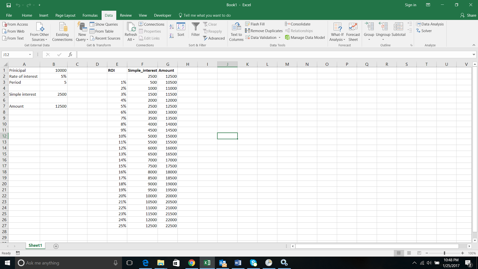 Sundar's blog: One way Data Table - Excel