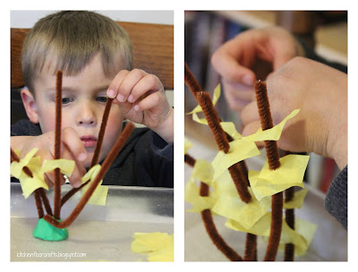 Kitchen Floor Crafts: Tissue Paper Forsythia Bush