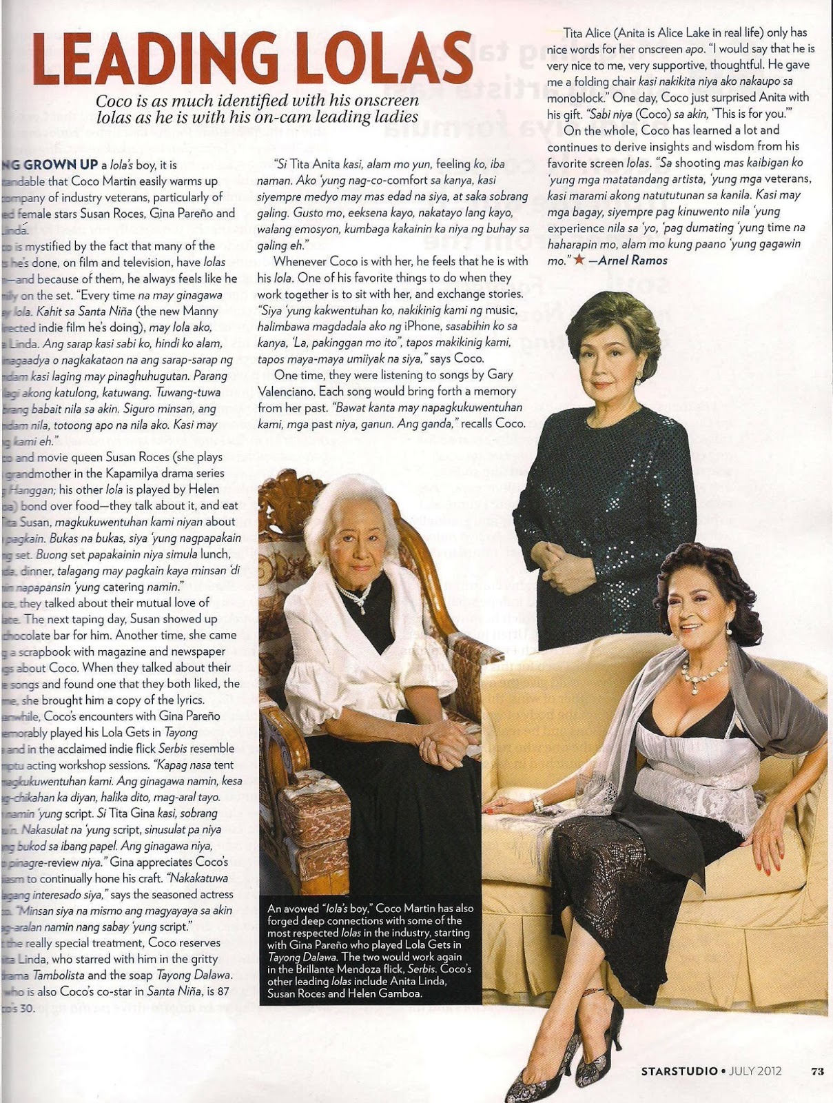 SUSAN ROCES: LEADING LOLAS (Star Studio Magazine, July 2012)
