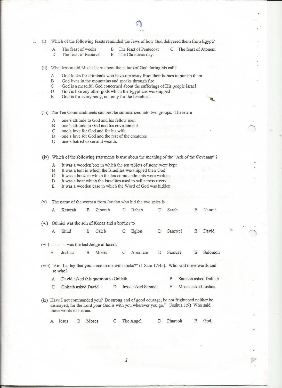 FORM FOUR STUDY NOTES & PAST PAPERS BLOG: BIBLE KNOWLEDGE 1--CSEE ...
