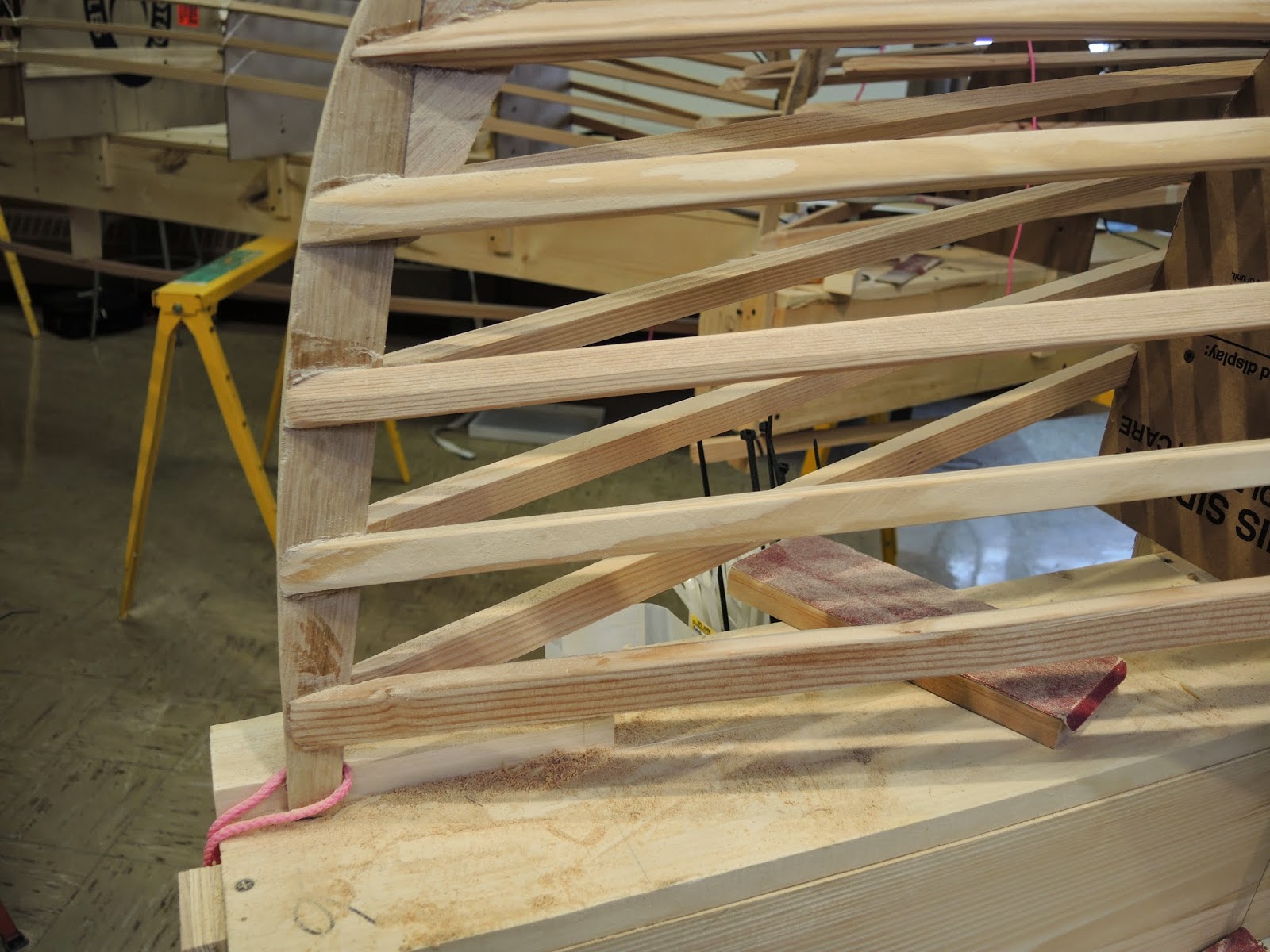 Building Skin on Frame Canoes at Belmont Hill: Gluing Stringers to ...