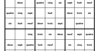 Francés hasta en la sopa...: Sudoku en Français