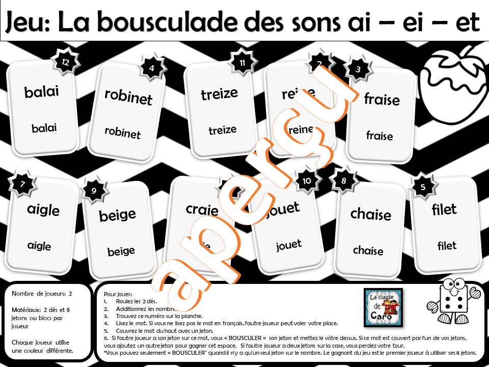 la classe de caro.: Jeux des sons ai – ei – et – é - ez - er La bousculade
