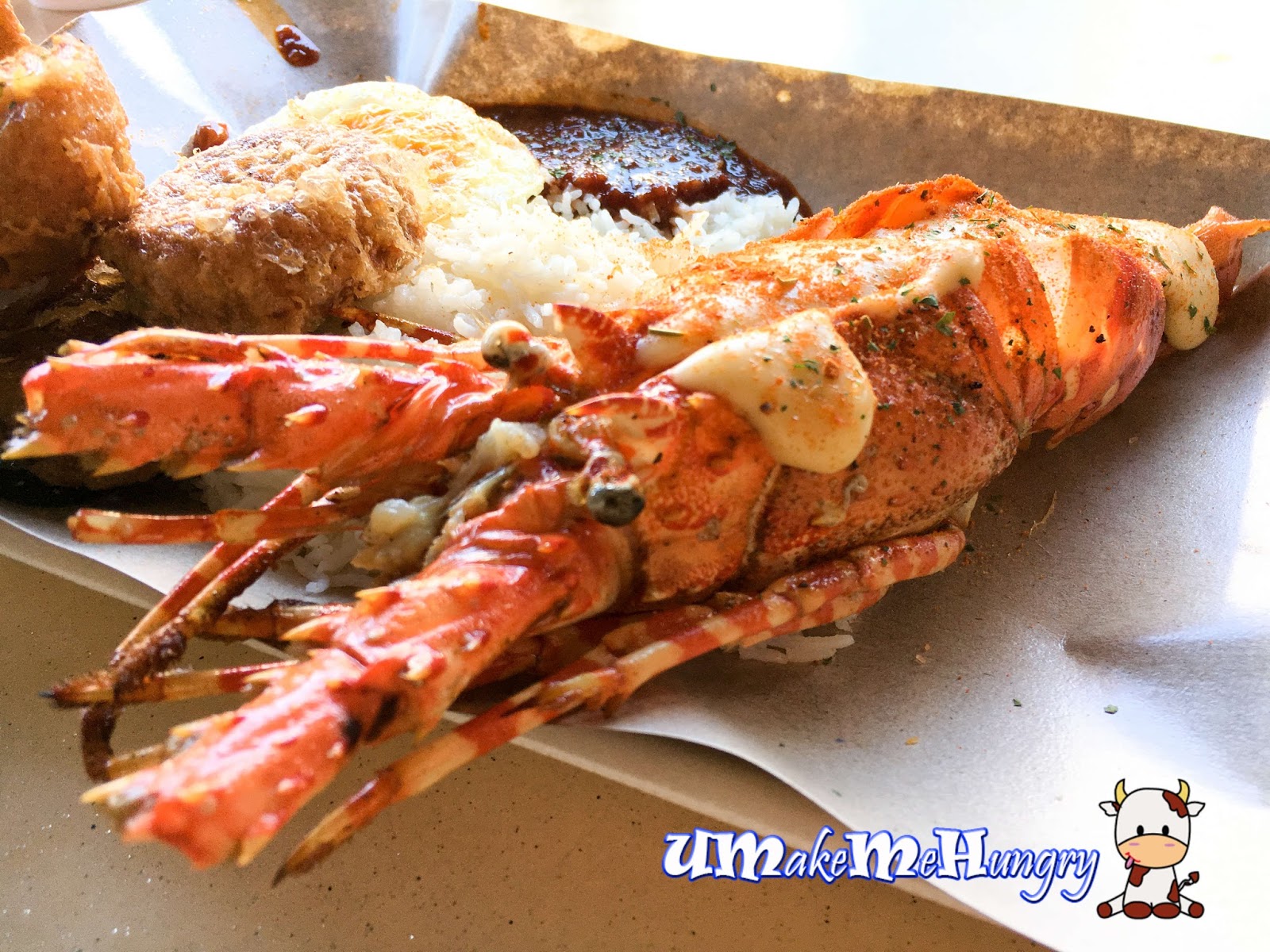 We topped our portion of Lobster Nasi Lemak with Bagedil and chicken ...