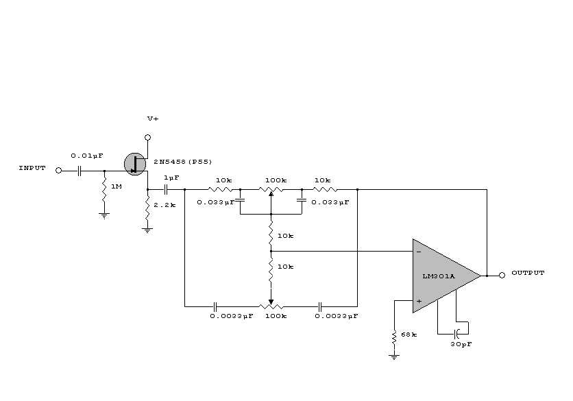 Simple Tone Control Circuit with LM301A | Electronic Circuit Diagrams ...
